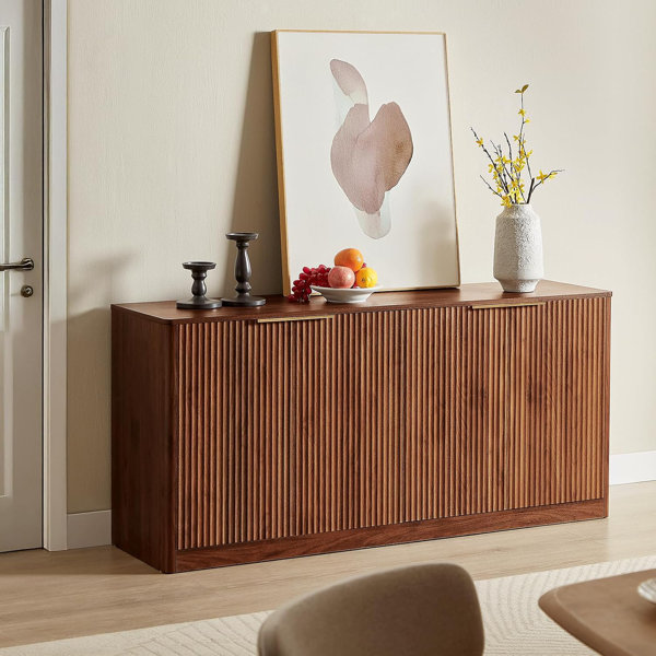 Ebern Designs 67" Fluted Sideboard Buffet Cabinet With Storage, Large Buffet Cabinet With 6 ...